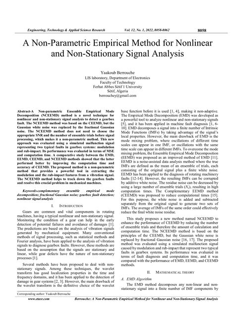 Pdf A Non Parametric Empirical Method For Nonlinear And Non