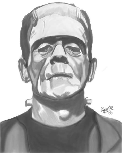 Boris Karloffs Frankenstein Graphite And Digital Art Digital Art
