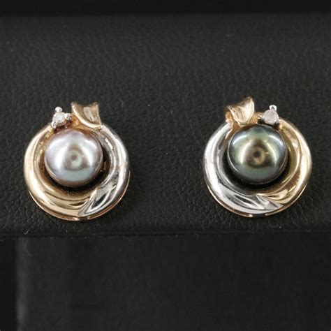 10k Pearl And Diamond Earrings Ebth