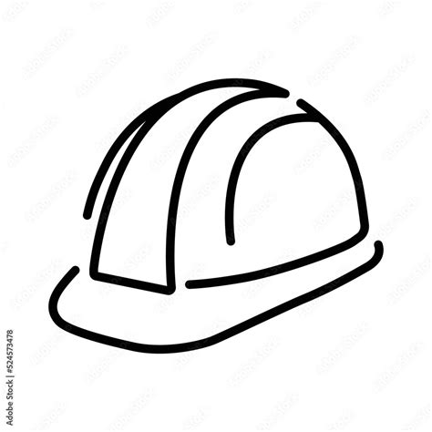 Construction Safety Helmet Icon Simple Outline Style Hard Hat Worker Cap Protect And Safe