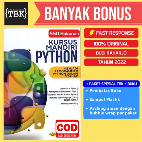 Jual Buku Kursus Mandiri Python Menjadi Programmer Python Dalam 5 Tahap