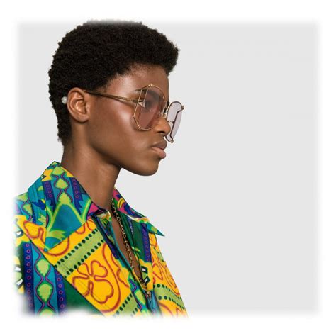 Gucci Oversize Round Frame Metal Sunglasses Light Pink Gucci Eyewear Avvenice