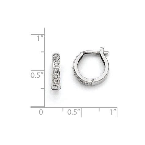 Real 14kt White Gold Diamond Fascination Round Hinged Hoop Earrings Ebay