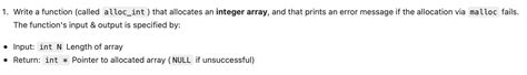 Solved 1 Write A Function Called Allocint That Allocates