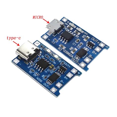 1pcs 5v 1a 마이크로 usb 18650 c형 리튬 배터리 충전 보드 충전기 모듈 보호 이중 기능 tp4056