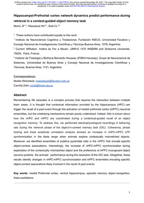 Pdf Hippocampal Prefrontal Cortex Network Dynamics Predict Performance During Retrieval In A