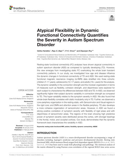 Pdf Atypical Flexibility In Dynamic Functional Connectivity