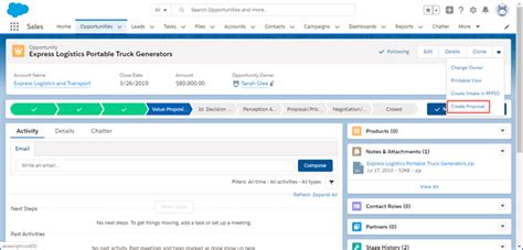 setting up proposals salesforce lightning home
