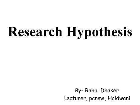 Research Hypothesisppt Science