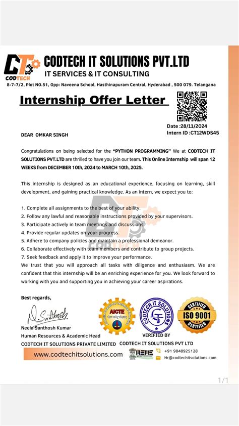 I Am Excited To Share That I Have Been Selected For A 12 Week Internship In Python Programming