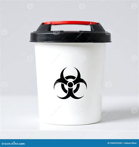 A Hospital Grade Sharps Disposal Container With Biohazard Symbol On White Stock Illustration