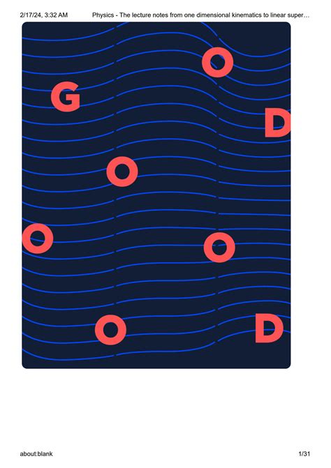 Solution Physics The Lecture Notes From One Dimensional Kinematics To