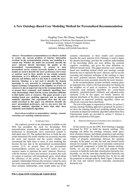Pdf A New Ontology Based User Modeling Method For Personalized Recommendation