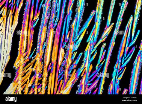 Colorful Microscopic Shot Of Sodium Nitrate Microcrystals In Polarized