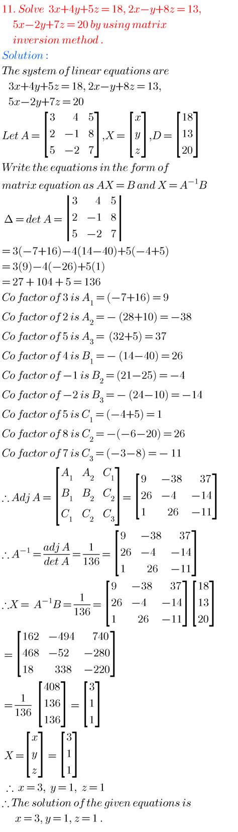 Matrices Solutionsinter Maths 1a Chapter 3 Solutions Maths Glow