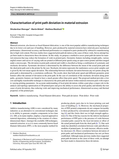 Pdf Characterisation Of Print Path Deviation In Material Extrusion