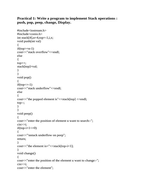 Stack Operations Program In C Pdf