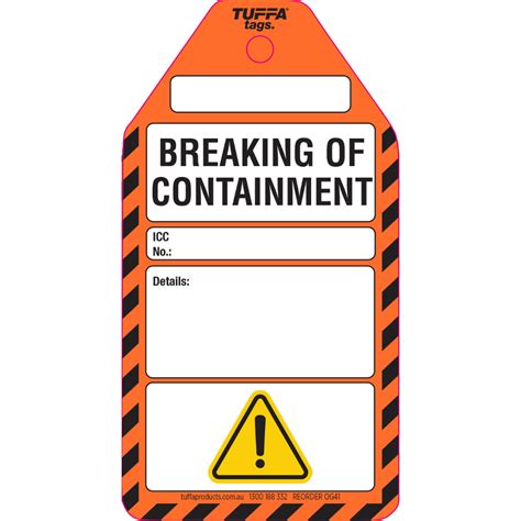 Breaking Of Containment Tags Packs Of 100 Tuffa™ Products