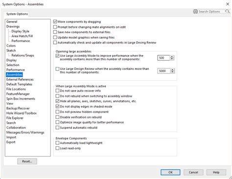 Solidworks 2017 Large Assembly Tools