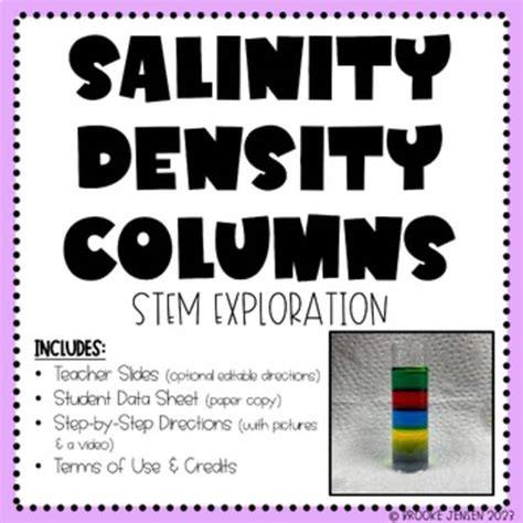 Salinity Density Columns Stem Exploration By Edventuring In The Middle