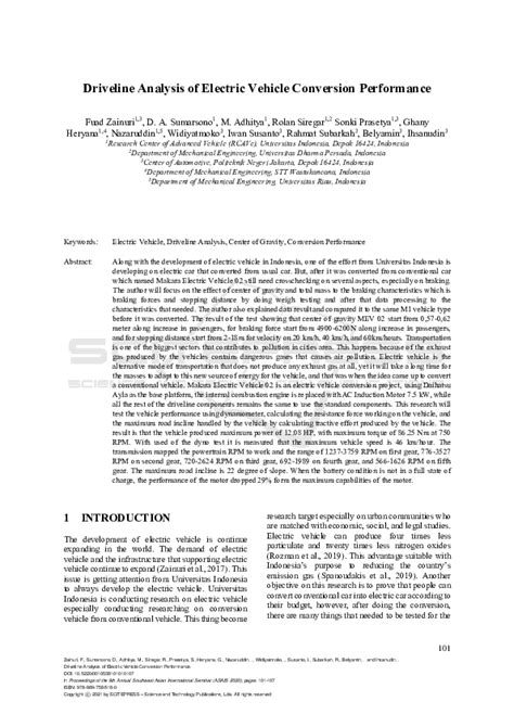 Pdf Driveline Analysis Of Electric Vehicle Conversion Performance