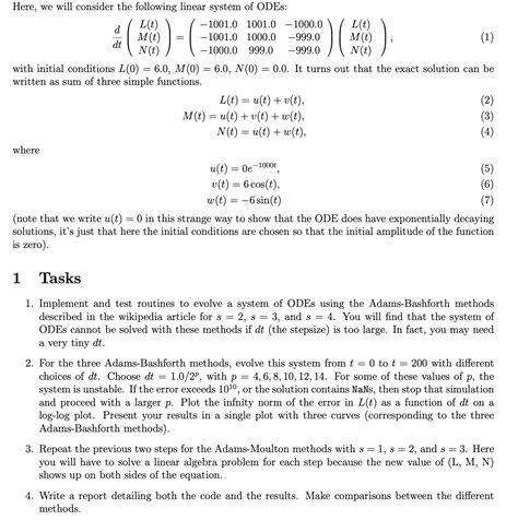 solved here we will consider the following linear system of