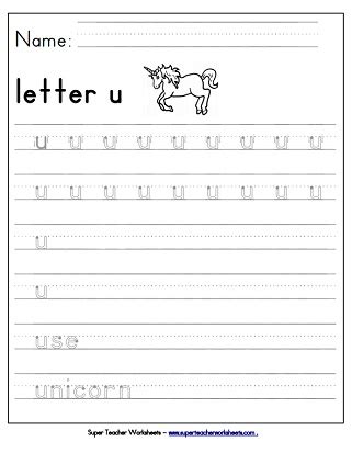 Uppercase Letter U Tracing Worksheet Doozy Moo Capital Letter U