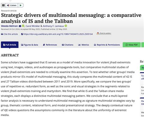 Islamicstate Taliban Weeda Mehran Ph D