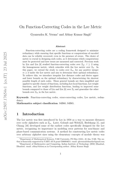 Pdf On Function Correcting Codes In The Lee Metric