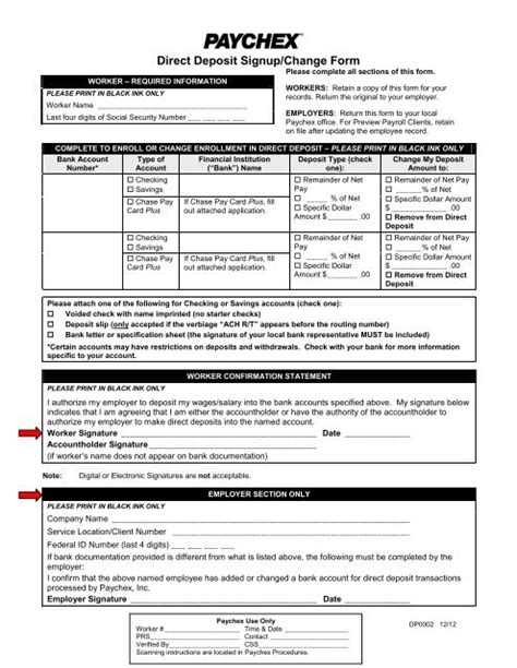 Direct Deposit Form Chase