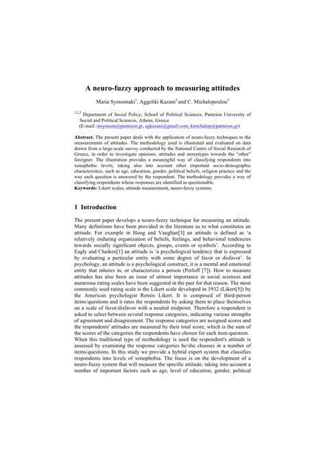 Pdf A Neuro Fuzzy Approach To Measuring Attitudes
