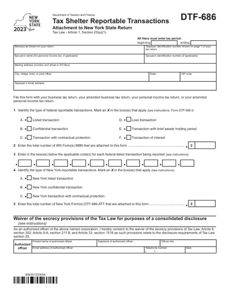 Form Dtf 686 Download Fillable Pdf Or Fill Online Tax Shelter