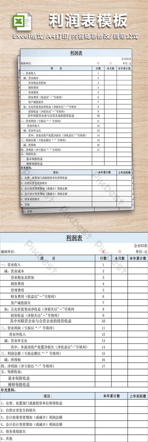損益表excel模板，含公式圖表素材免費下載 Pikbest