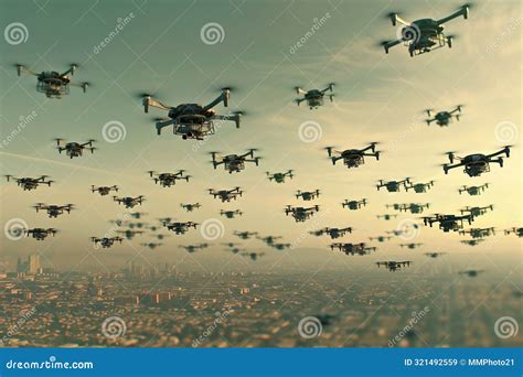 Drones Swarm Around The Battleship Stock Illustration Cartoondealer