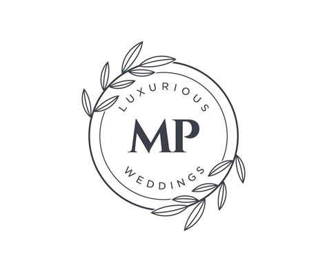 Mp Initials Letter Wedding Monogram Logos Template Hand Drawn Modern Minimalistic And Floral