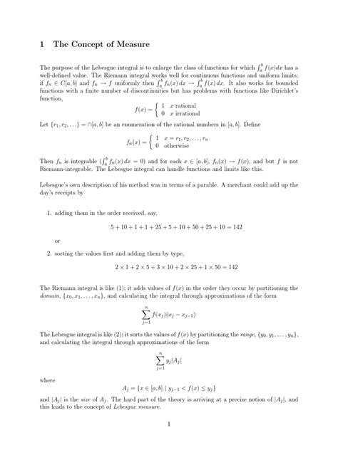 11 Measure Pdf Measure Mathematics Lebesgue Integration
