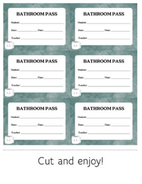Pass Set Printable Hall Bathroom Office Nurse Library Tpt