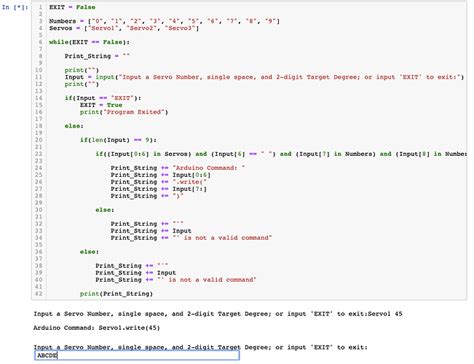 Controlling An Adeept Servo Arm By Typing Commands Into An Input Field Interfacing W Software