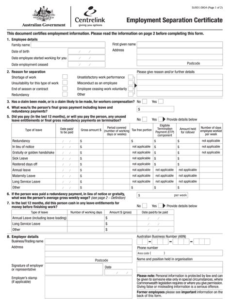 Employment Separation Certificate Fill Out And Sign Online Dochub
