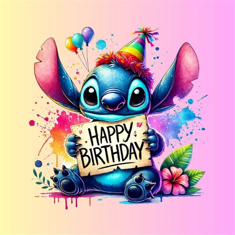 Stitch Happy Birthday Set Of High Quality Images Ready To Print