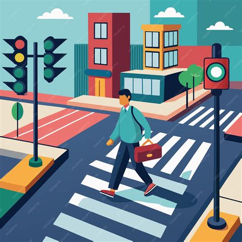 A Poster With A Man Crossing The Street And A Crosswalk Premium Ai Generated Vector