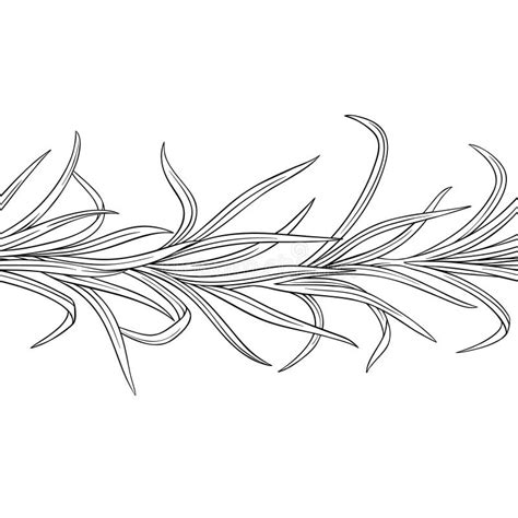 Lemongrass Outline Horizontal Seamless Pattern Stock Illustration