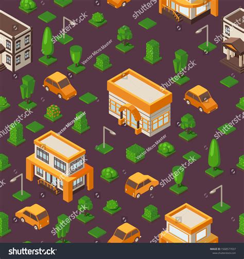 Isometric Seamless Pattern Vector Illustration Set Stock Vector Royalty Free 1568577037