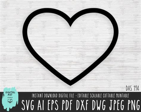 Heart Outline Icon Svg Heart Shape Vector File Heart Illustration