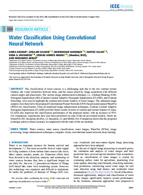 Pdf Water Classification Using Convolutional Neural Network