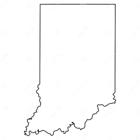 Black And White Outline Map Of Indiana Stock Vector Illustration Of