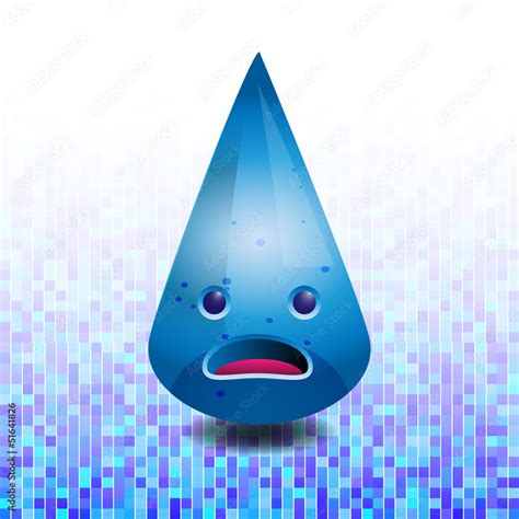 Comic Charakter Wassertropfen Auf Blauem Hintergrund Stock Vektorgrafik