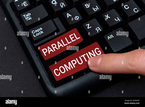 hand writing sign parallel computing business approach simultaneous