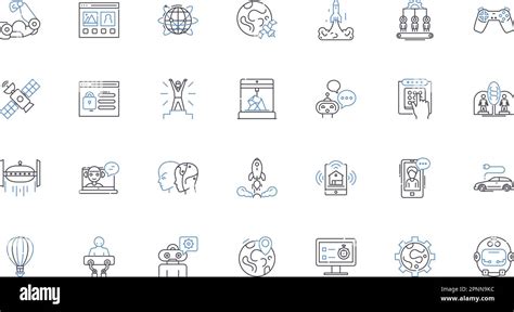 nanotechnology line icons collection innovation microscopic