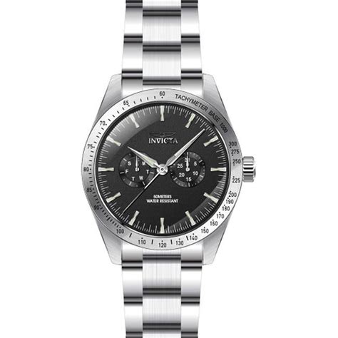 Invicta Mens Specialty 44mm Black Dial Quartz Multifunction Black Dial